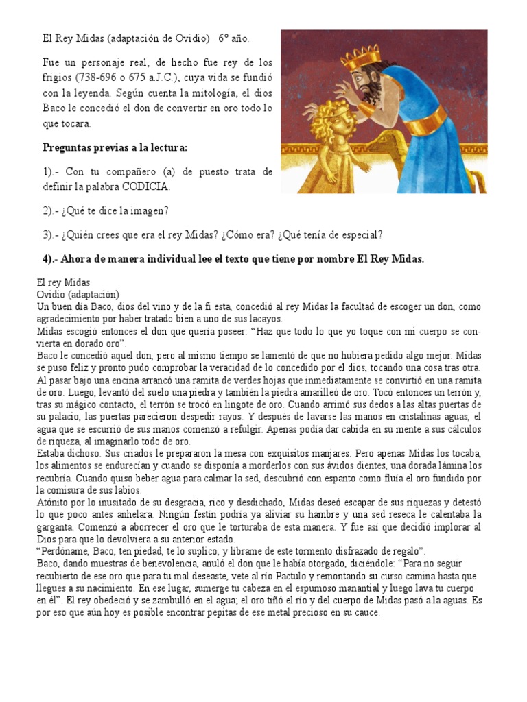 El Rey Midas Sexto Año