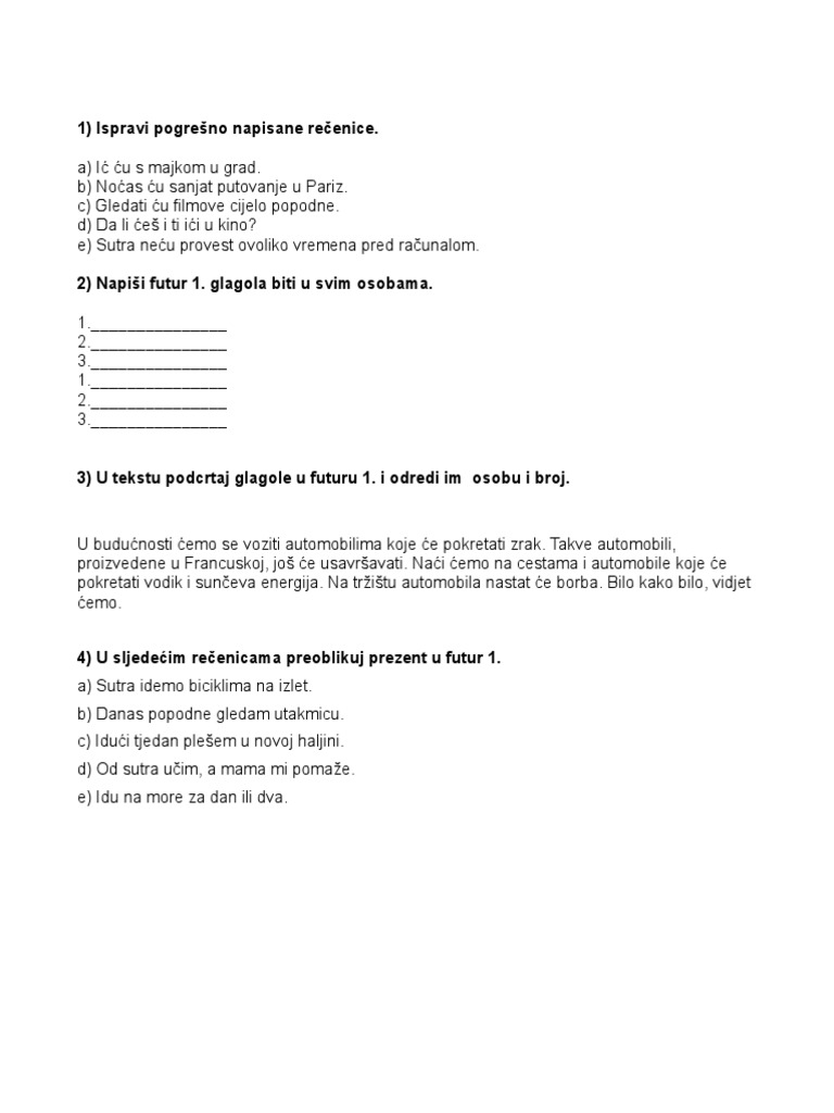 Vježba Futur Prvi | PDF