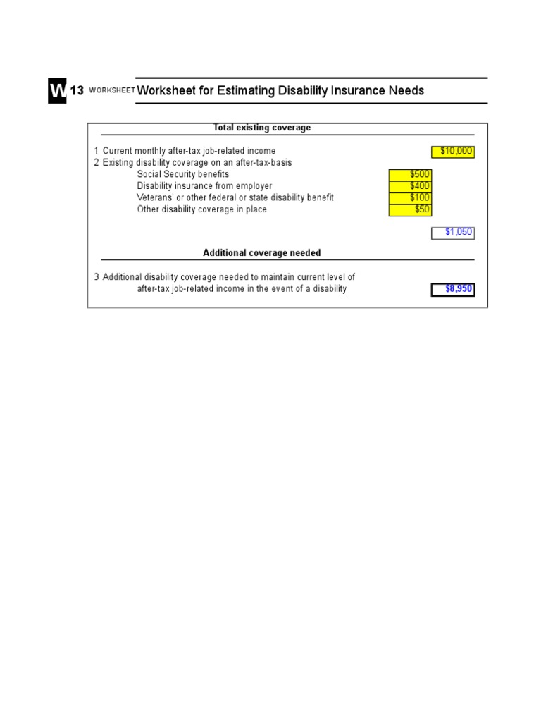 Disability Insurance Needs Estimator | PDF