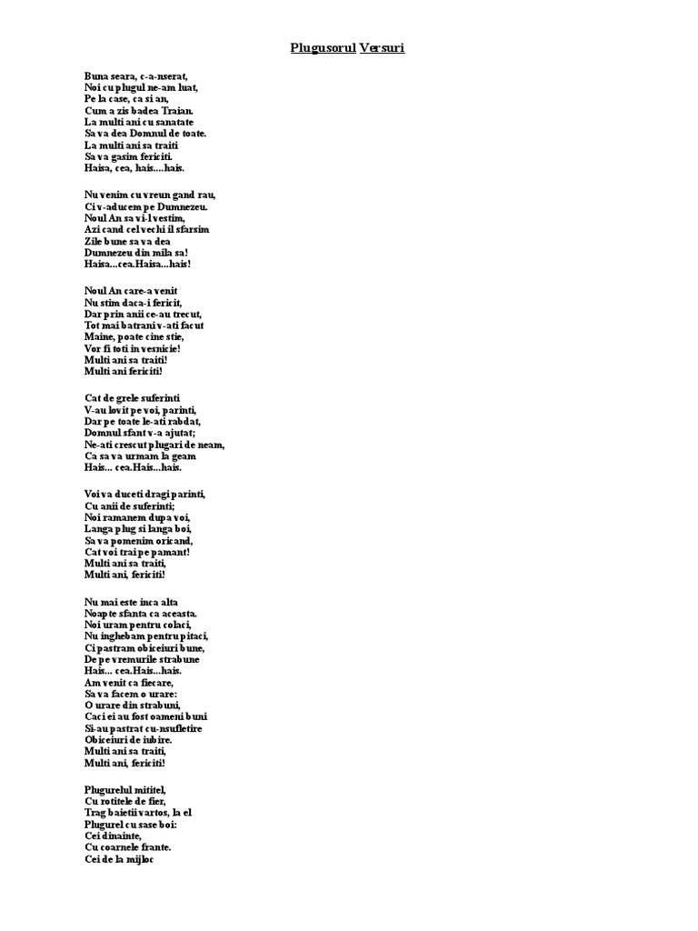 Plugusor Versuri | PDF