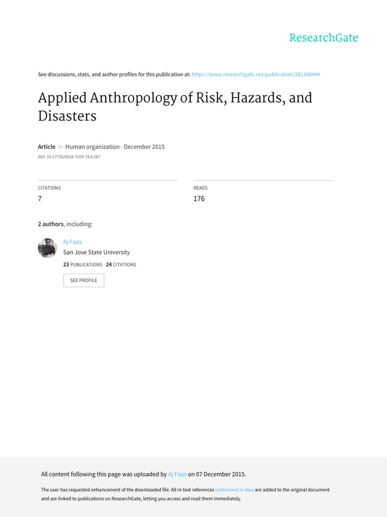 Faas.&.Barrios.2015 Anthropology - Of.risk - Hazards.&.disasters | PDF ...