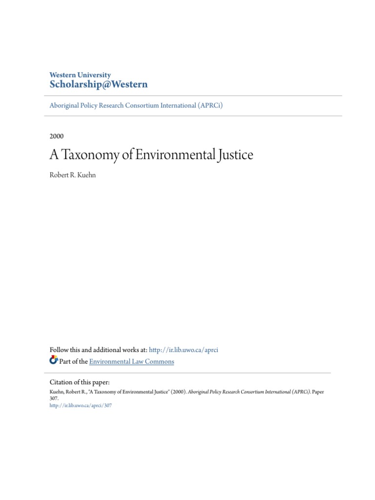 A Taxonomy of Environmental Justice | PDF | United States Environmental ...