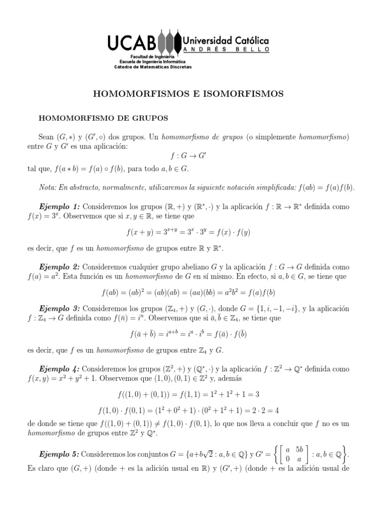 Homomorfismo e Isomorfismo - Teoría | PDF | Anillo (Matemáticas) | Álgebra