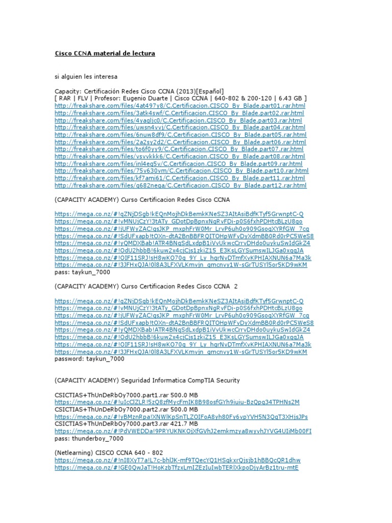 Material CCNA | Descargar gratis PDF | Certificaciones de Cisco ...