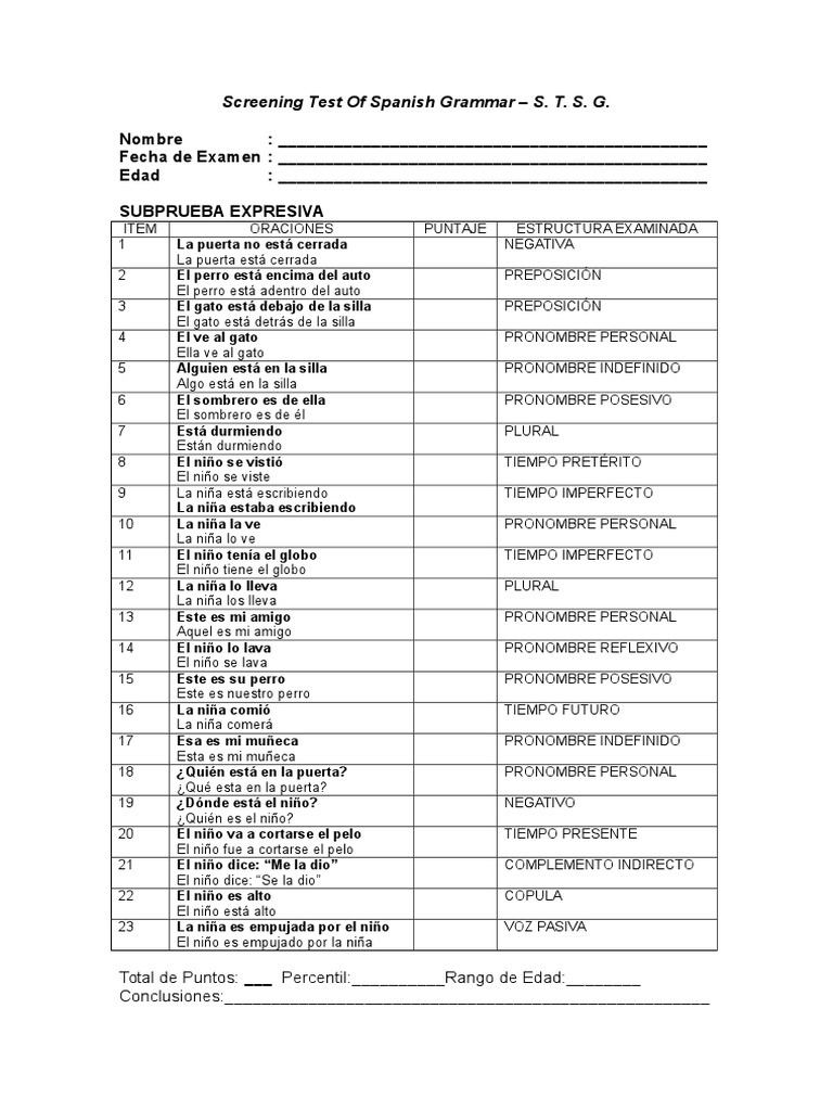 Prueba de Gramática en Español | PDF | Pronombre | Sintaxis
