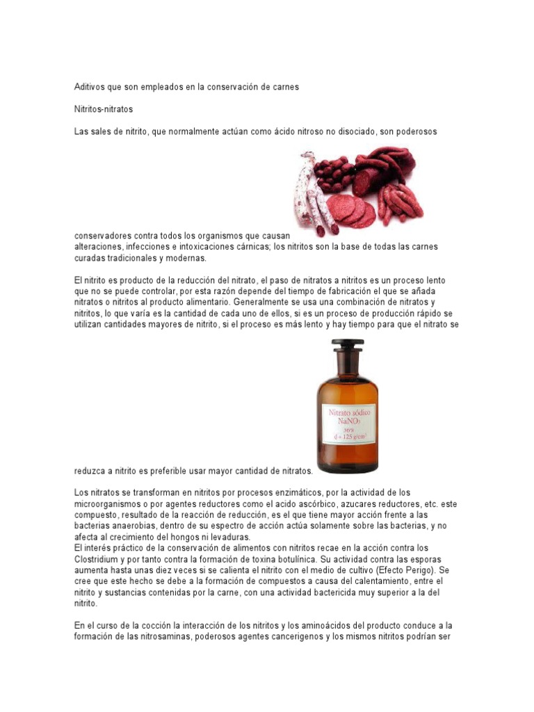 Aditivos Que Son Empleados en La Conservación de Carnes | PDF | Nitrito ...