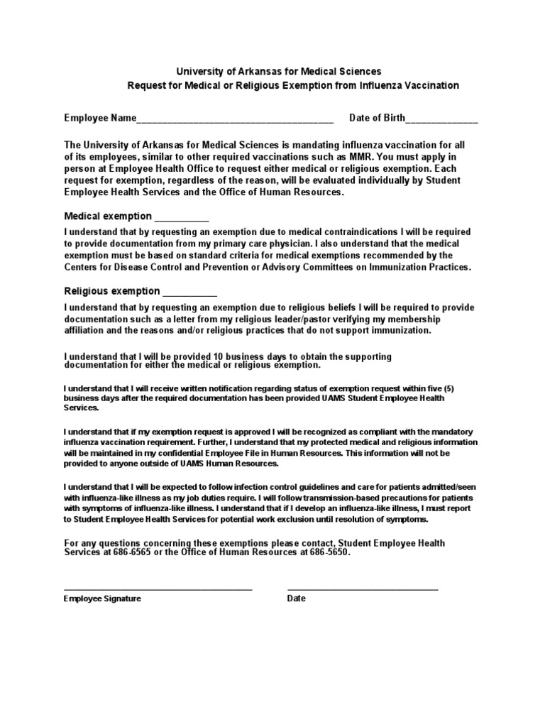Flu Medical Exemption | PDF | Influenza Vaccine | Influenza