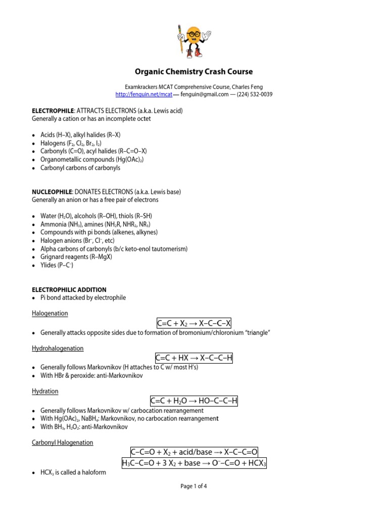 Organic Chemistry Crash Course | PDF | Organic Reactions | Carbon Compounds