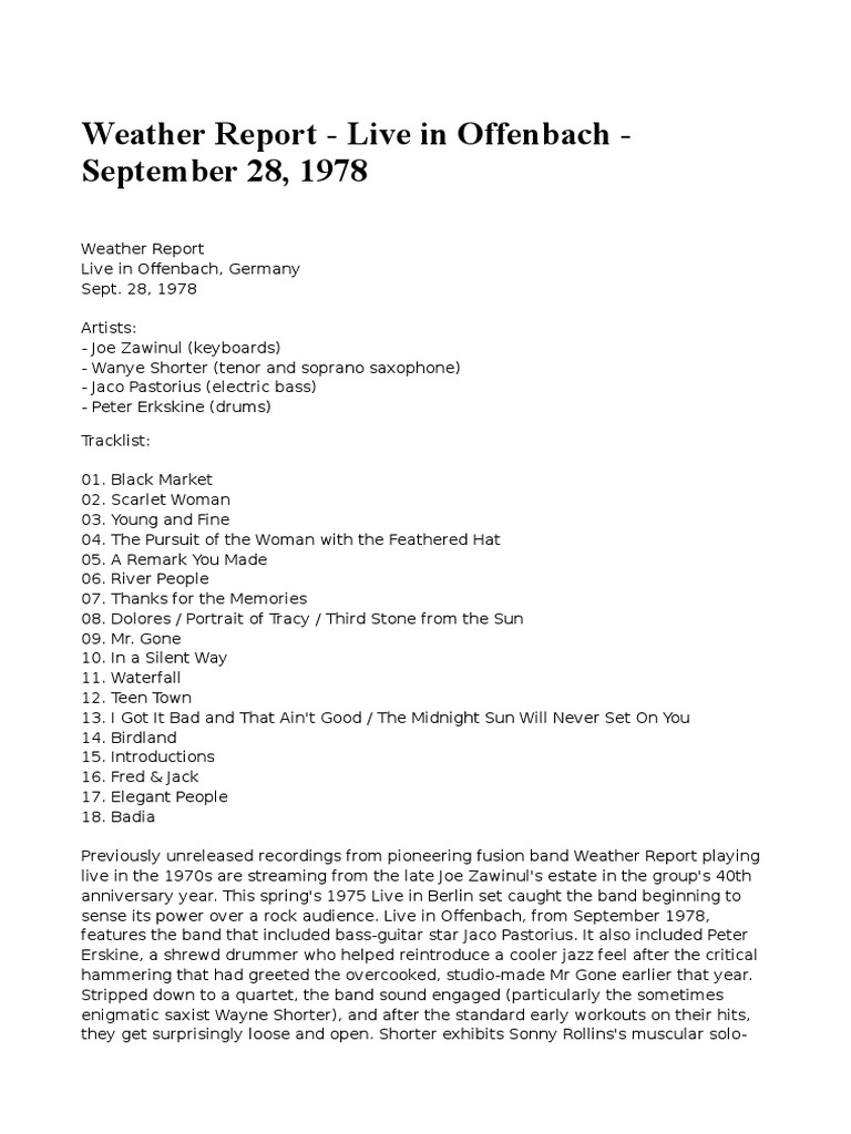 Weather Report | PDF