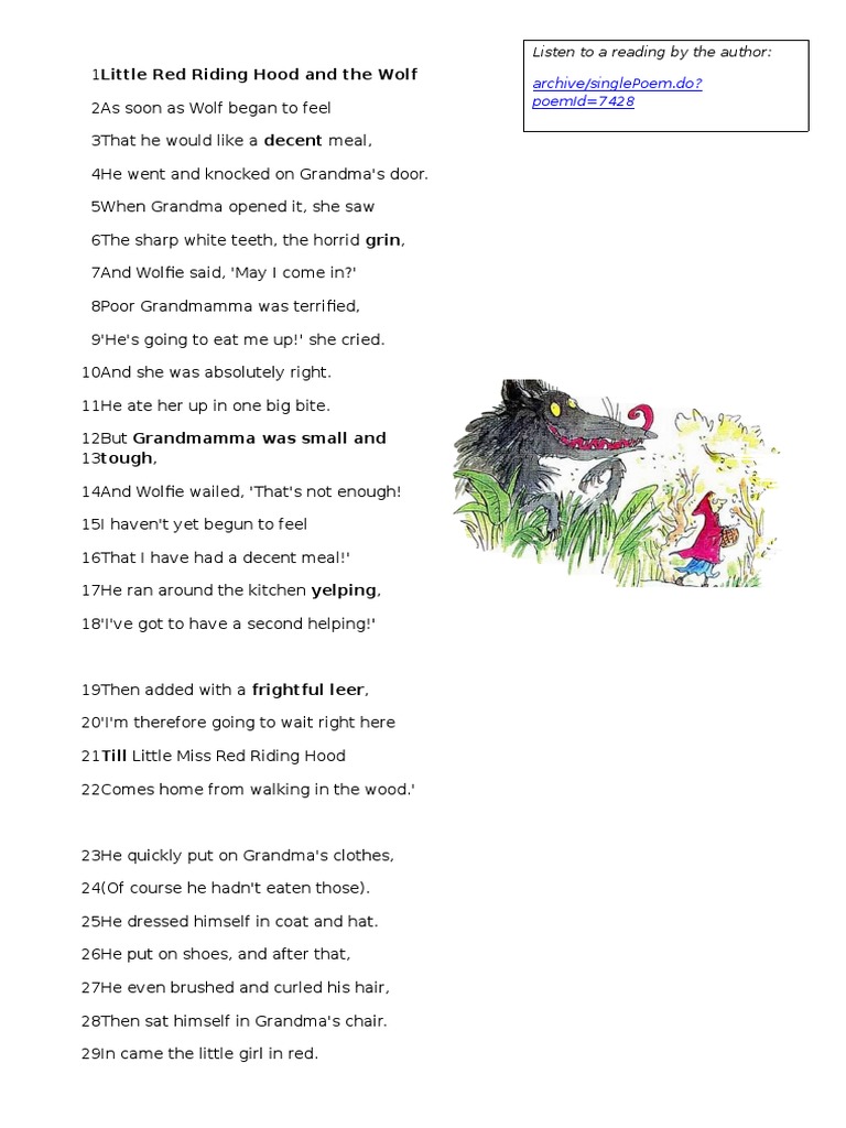 Poem Little Red Riding Hood | PDF | Little Red Riding Hood