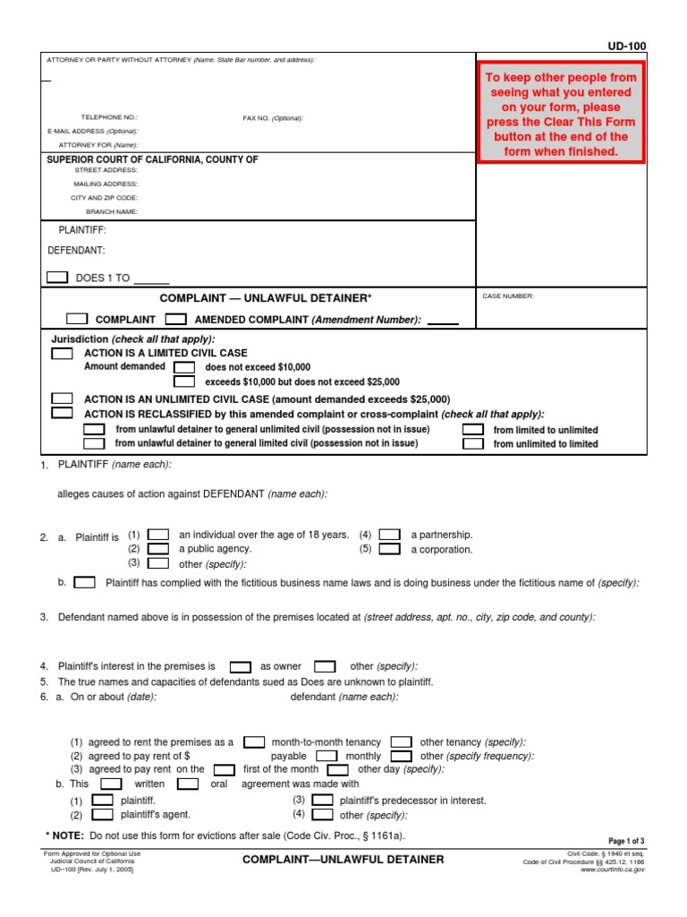 Ud 100 | PDF | Eviction | Lease