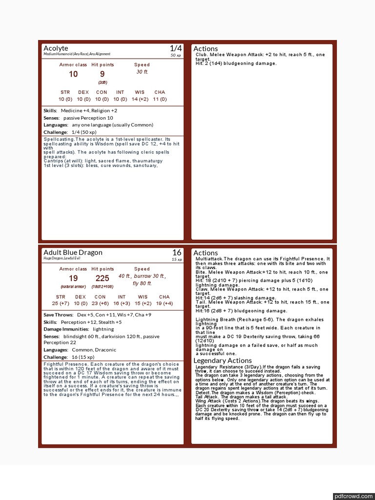 5E Monster Cards | PDF | Gary Gygax Games | Dungeons & Dragons