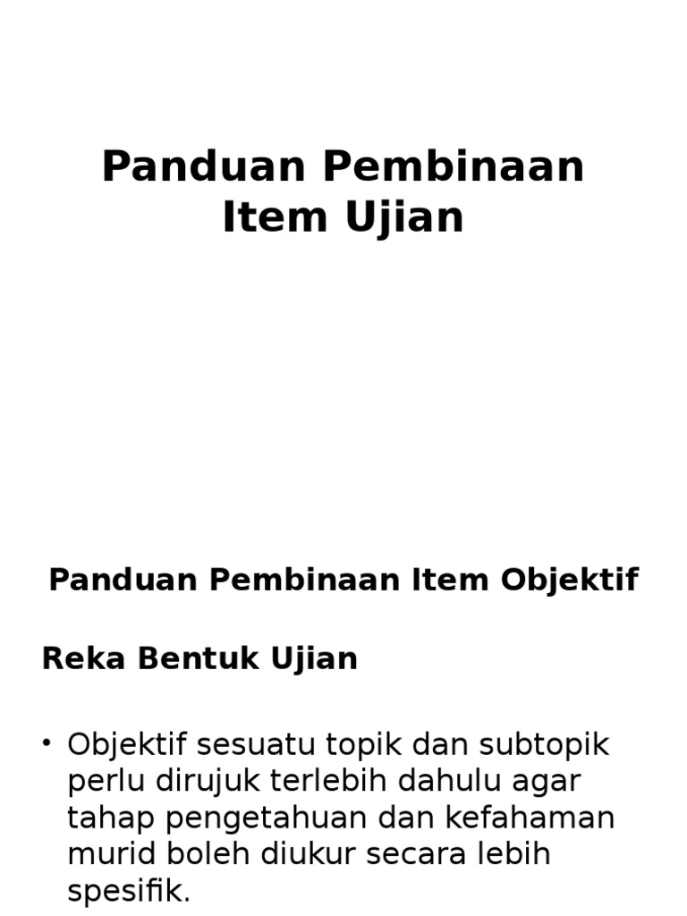 Panduan Pembinaan Item Ujian | PDF