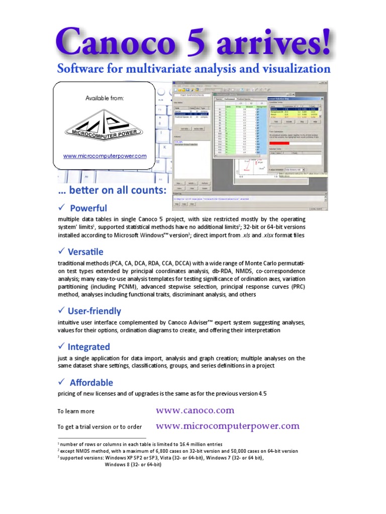 An Overview of the New Features and Enhancements in Canoco 5 | PDF | Data Analysis | 64 Bit ...