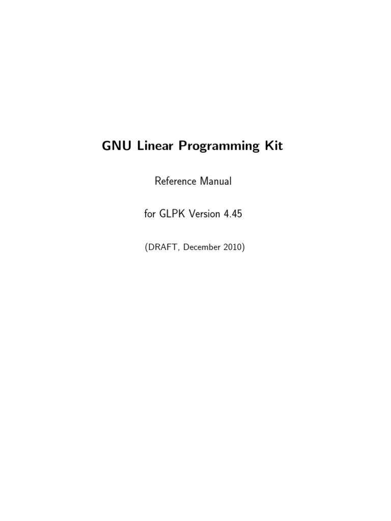 GLPK PDF | PDF | Library (Computing) | Linear Programming
