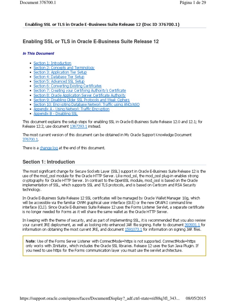 Enabling SSL or TLS in Oracle EBS | PDF | Transport Layer Security | Public Key Certificate