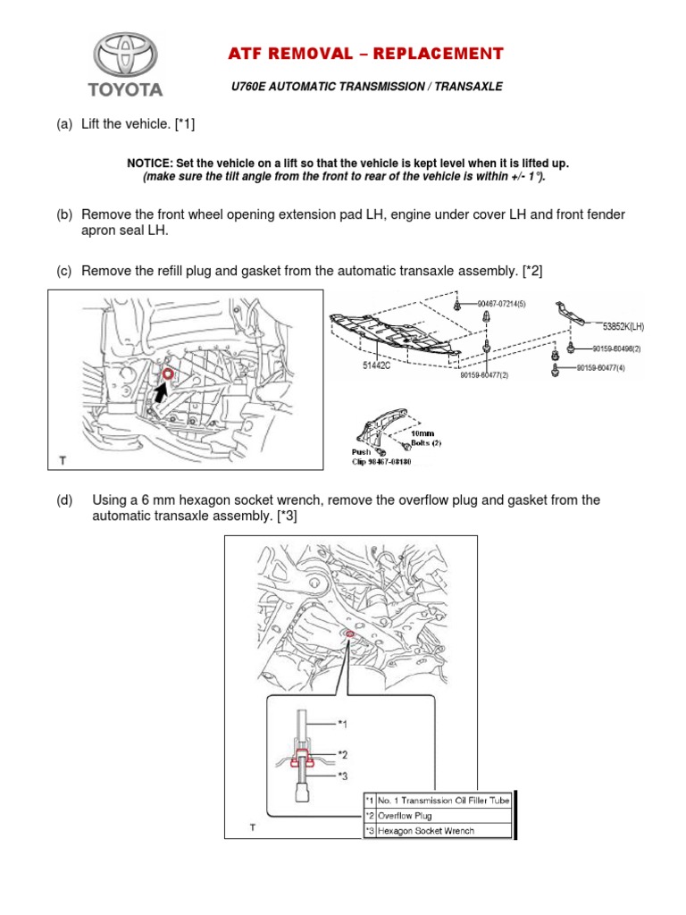 Atf Drain & Fill & Leveling - Camry U760e | PDF | Automatic ...