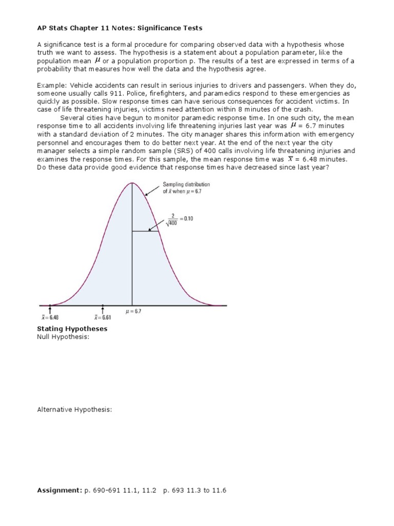 AP Stats Chapter 11: Significance Tests | PDF | P Value | Statistical ...