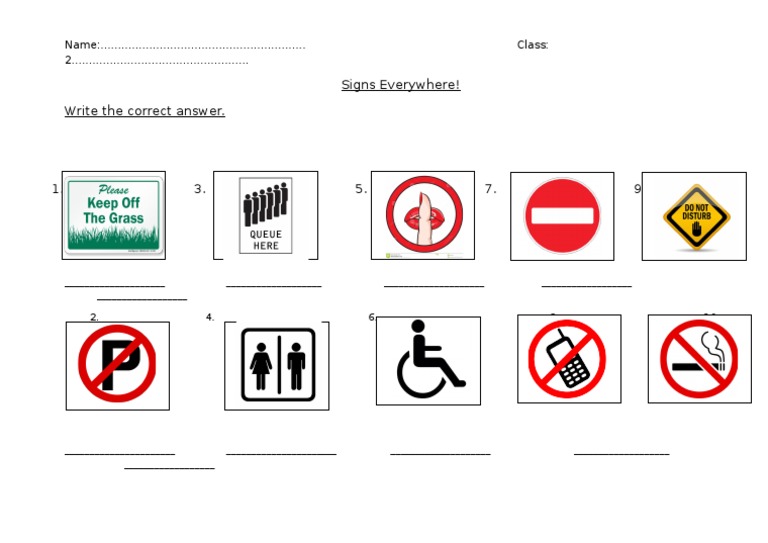 Signs Activity Worksheet | PDF