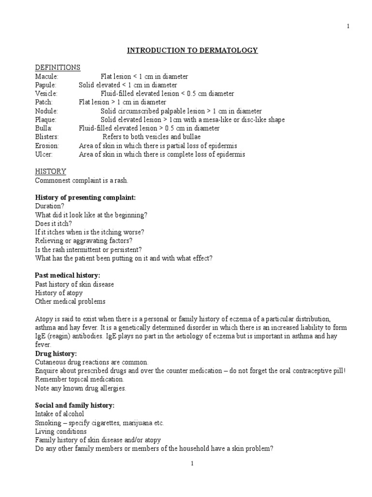 Complete Dermatology Notes | Dermatitis | Epidermis