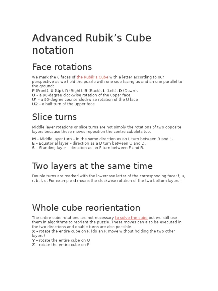 Advanced Rubik's Cube Notation | PDF | Art