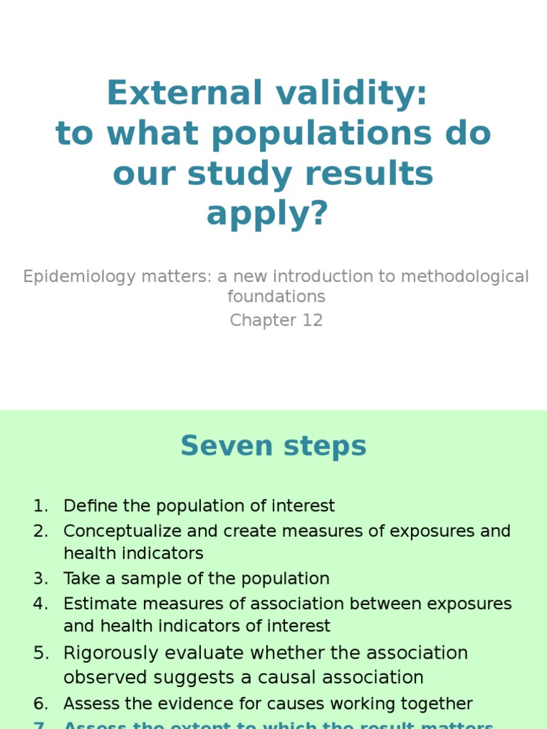 Epidemiology External Validity | PDF | Epidemiology | Validity (Statistics)