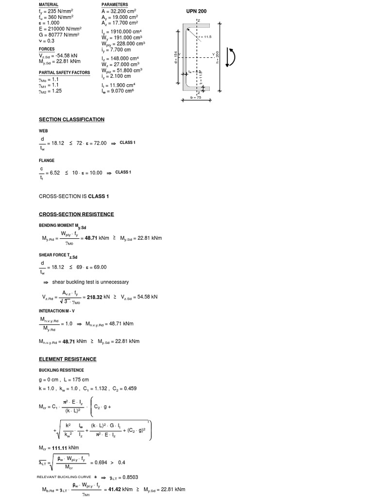 Poutre UPN 200 | PDF | Ingénierie mécanique | Mécanique newtonienne