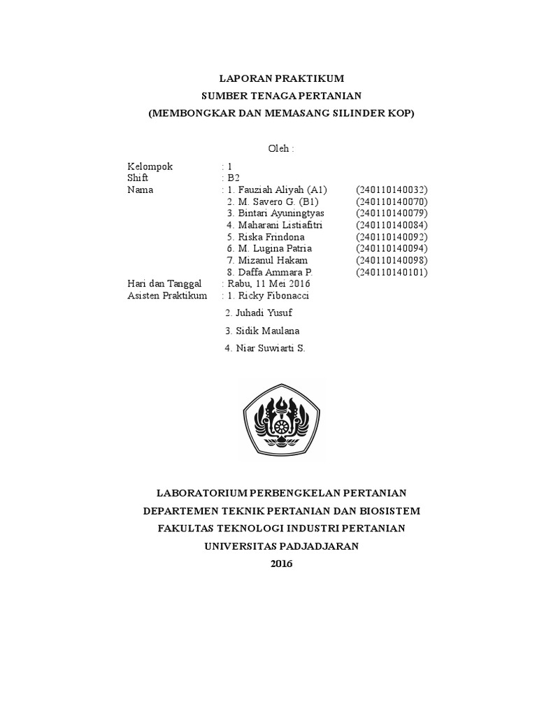 1 Membongkar Dan Memasang Silinder Kop (Sumber Tenaga Pertanian) | PDF