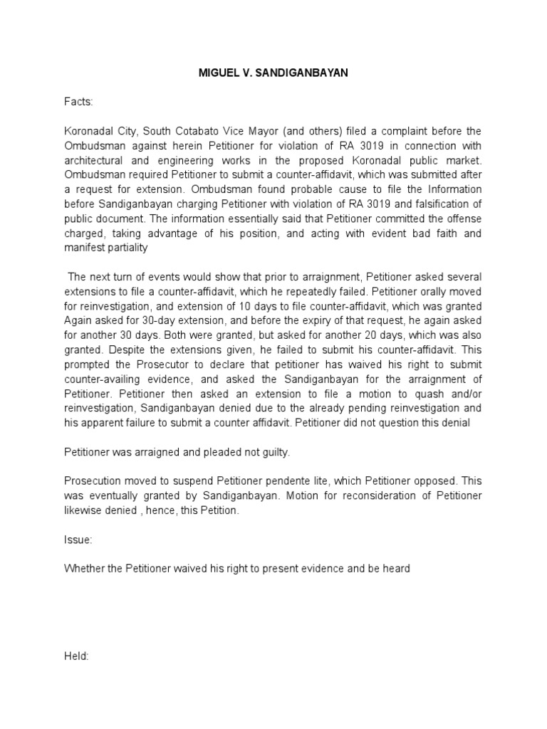 Miguel v. Sandiganbayan | PDF | Prosecutor | Complaint