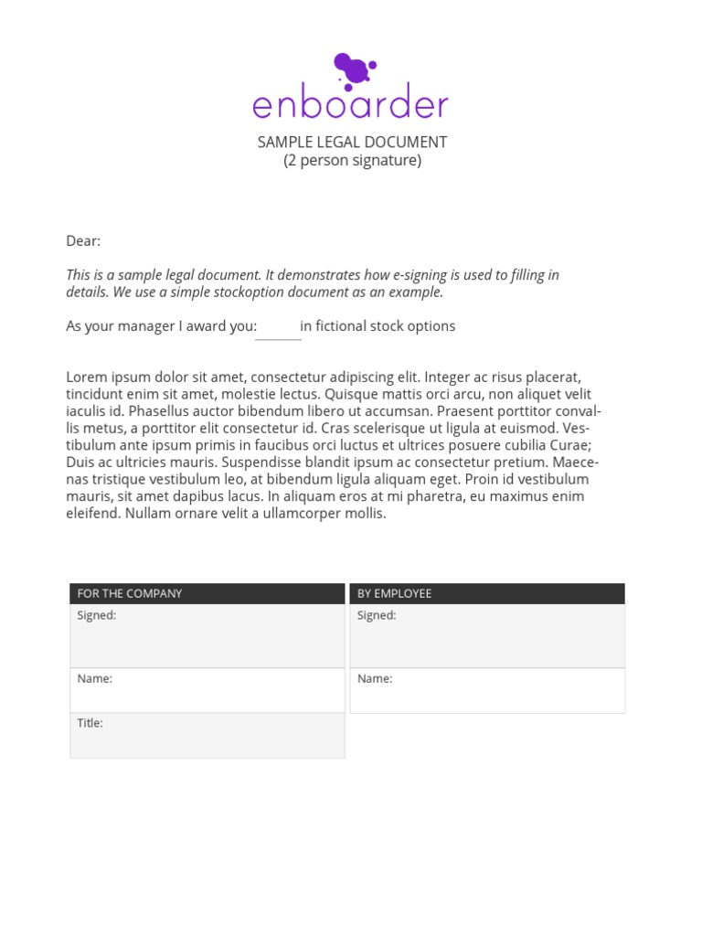 Sample Legal Document (2 Person Signature) | PDF | Business | Computers