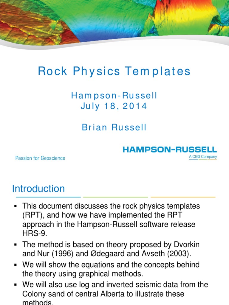 Rock Physic Template | Porosity | Reflection Seismology