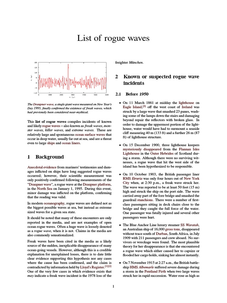 List of Rogue Waves | PDF | Water Transport | Ships