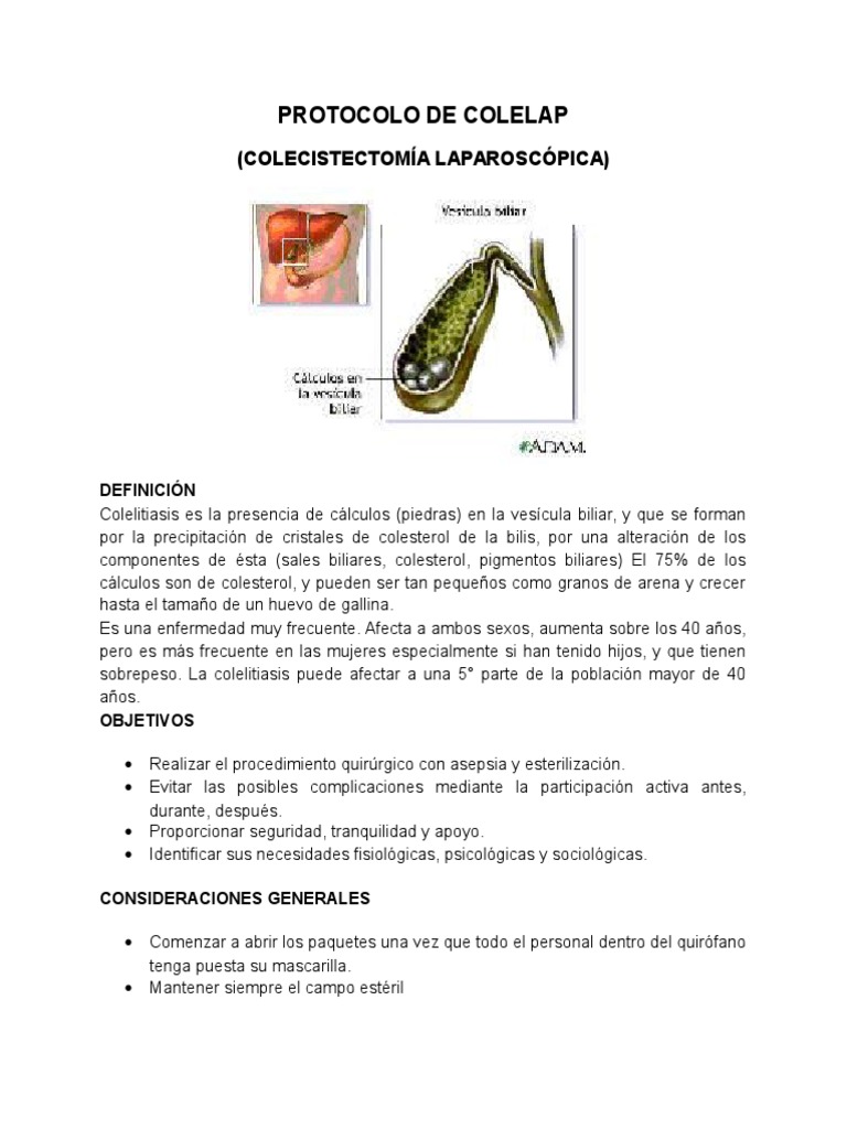 Protocolo De Colelap: (Colecistectomía Laparoscópica) | Medicina ...