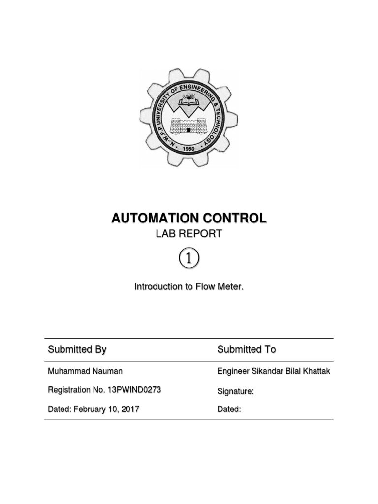 Automation Control: Lab Report | PDF | Voltage | Flow Measurement