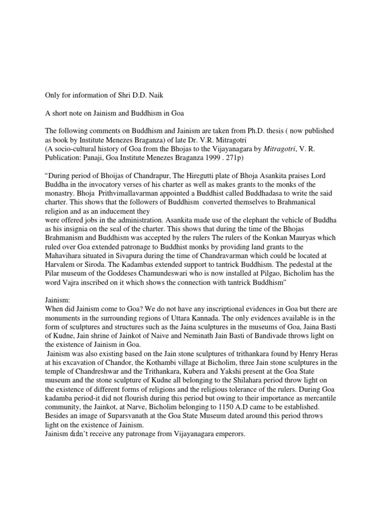 A Short Note On Jainism and Buddhism in Goa | PDF | Gold | Gold Mining