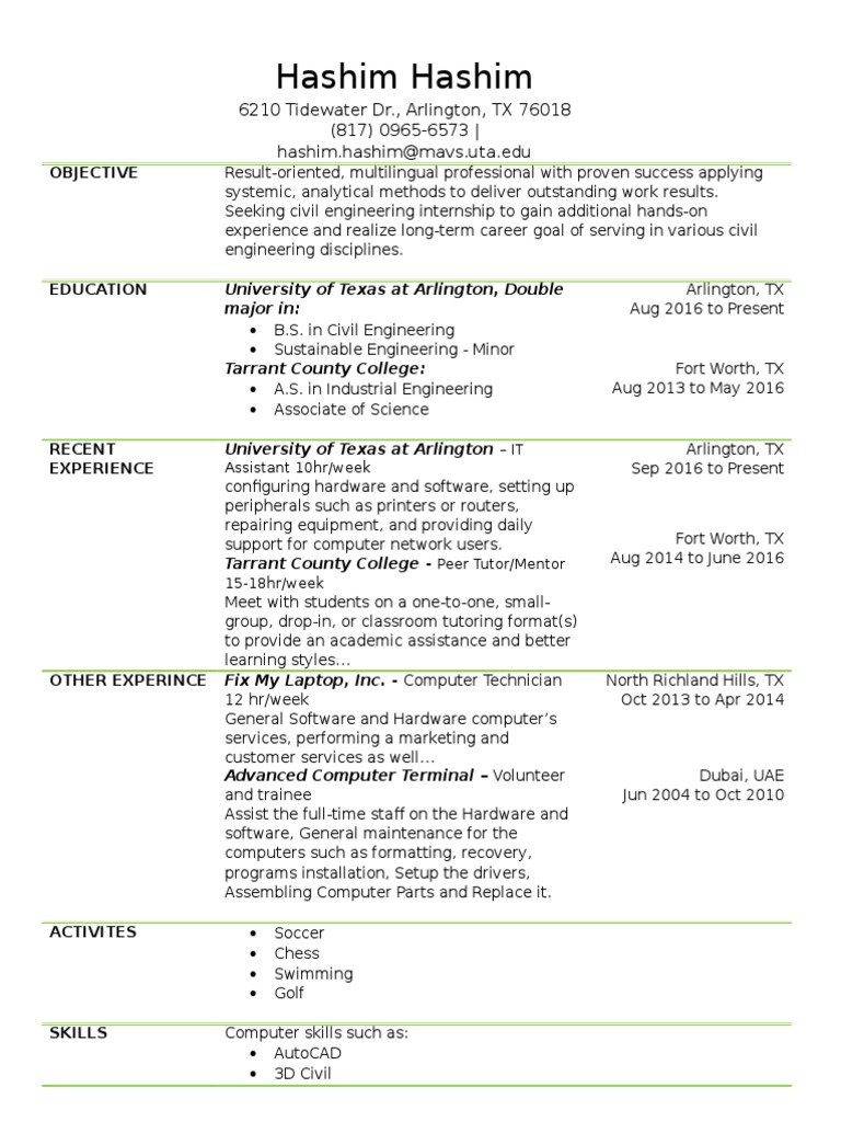 Hashim Resume | PDF | Engineering | Science And Technology