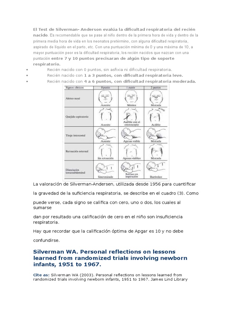 El Test de Silverman | PDF | Unidad de cuidado intensivo neonatal ...