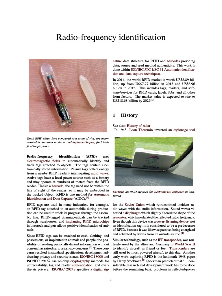 Radio Frequency Identification | PDF | Technology & Engineering