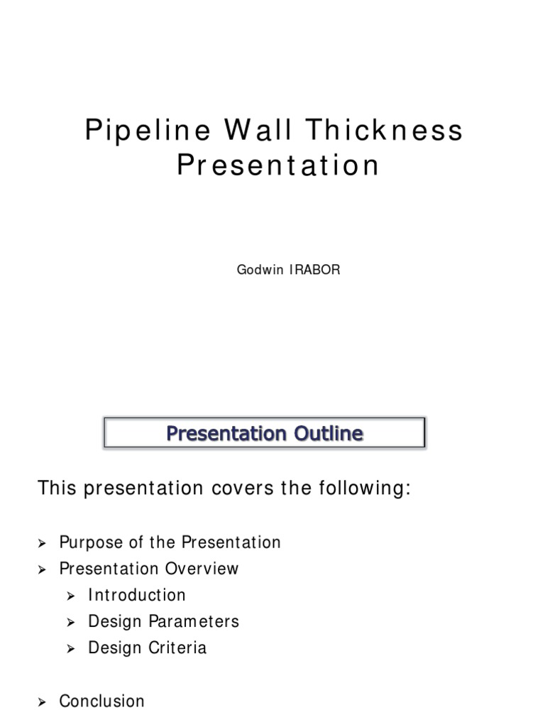 Pipeline Wall Thickness Calculation Presentation | PDF | Pipe (Fluid ...