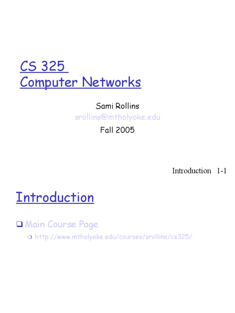 CS 325 Computer Networks: Srollins@mtholyoke - Edu | Download Free PDF ...