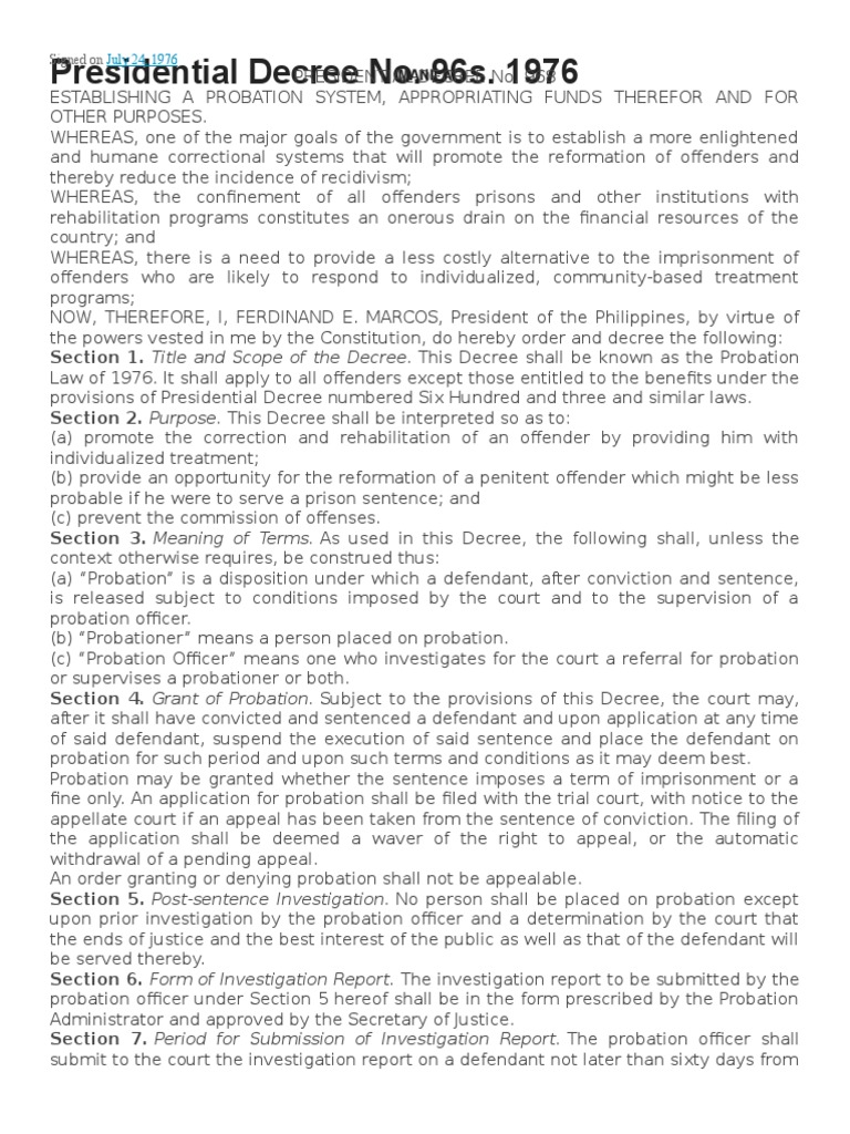 PD 968 | PDF | Probation | Probation Officer