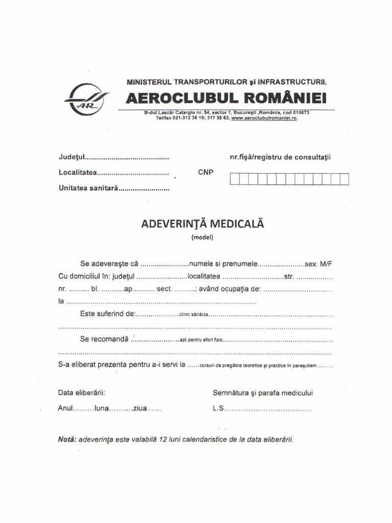 Model Adeverinta Medic Familie | PDF