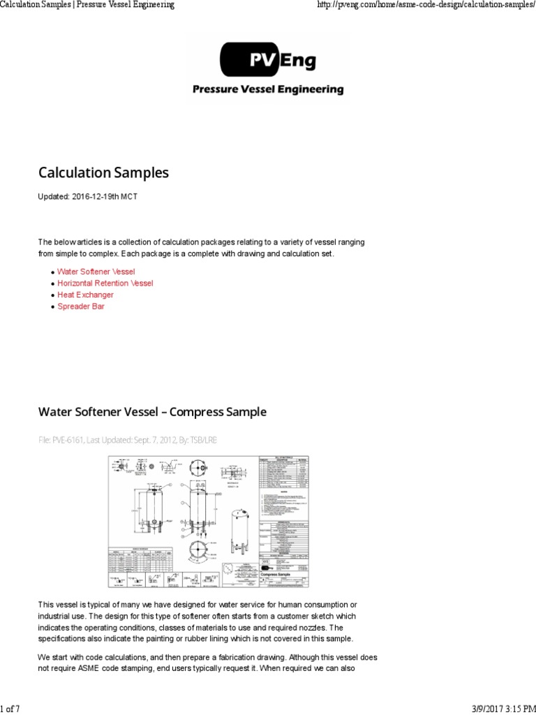 Calculation Samples - Pressure Vessel Engineering | PDF | Stress ...
