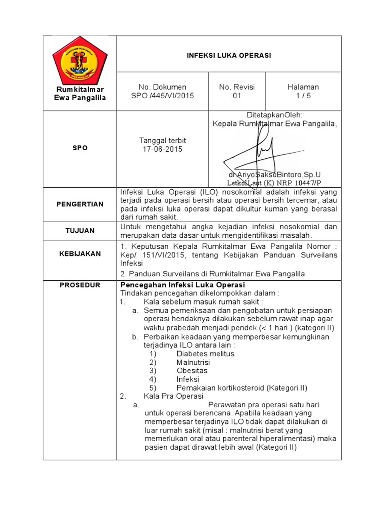 Sop Infeksi Luka Operasi | PDF