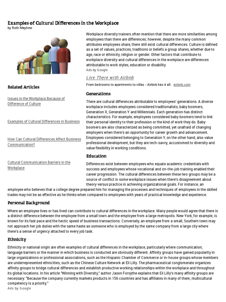 Examples of Cultural Differences in The Workplace - Chron | PDF ...