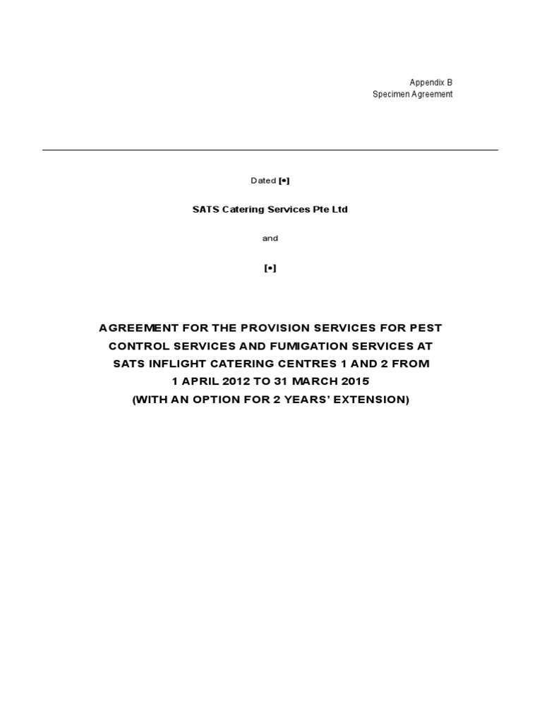Agreement for the Provision of Pest Control and Fumigation Services at ...