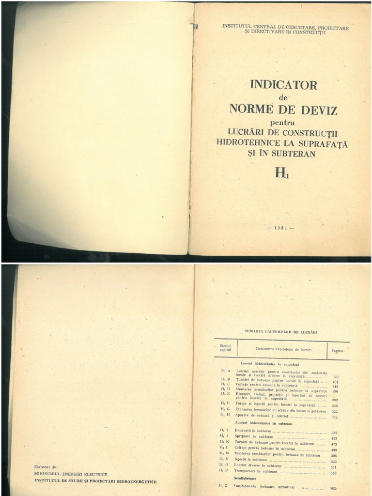 Norme Deviz H1 Lucrari de Constructii Hidraulice | PDF