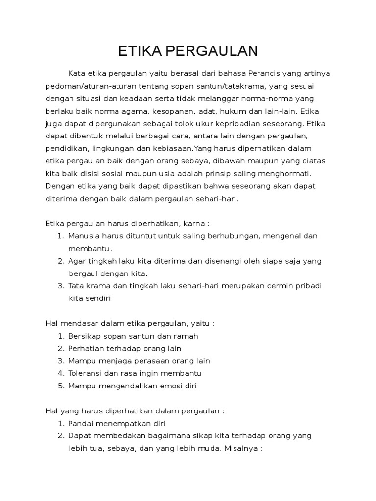 Etika Pergaulan | PDF