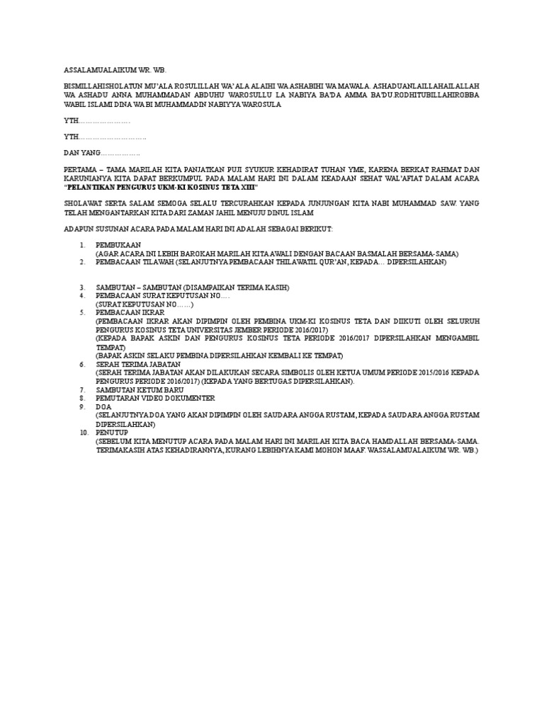 Script MC Pelantikan | PDF