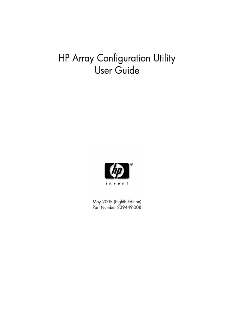 HP Array Configuration Utility User Guide PDF | PDF | Command Line ...